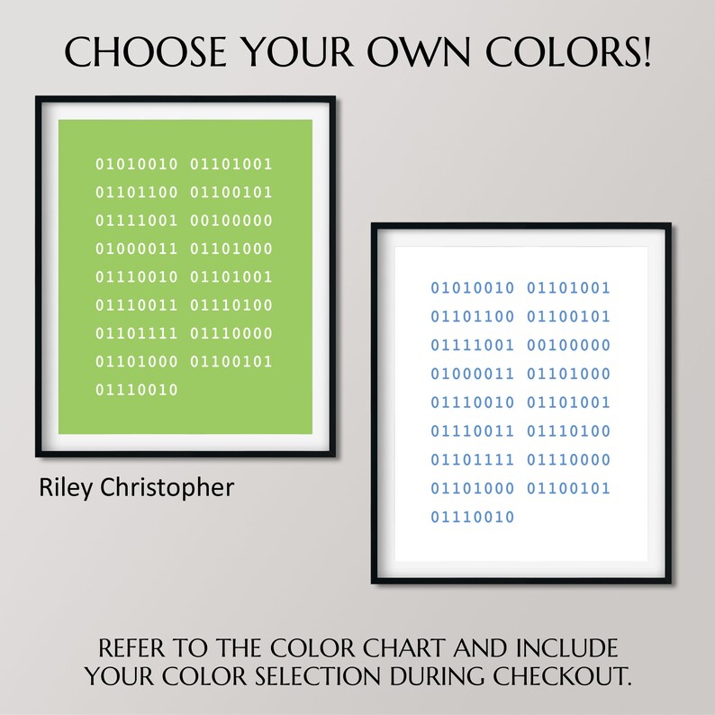 Binary Code Poster Customized With Name, Computer Geek Gifts ...