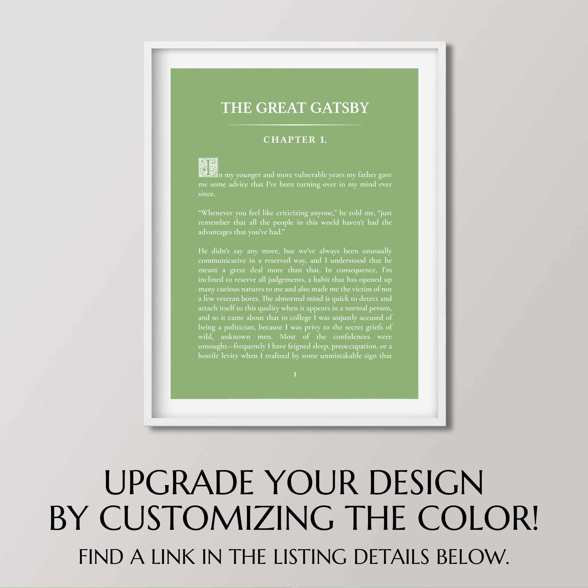 The Great Gatsby Print First Page of Book English Teacher | Etsy