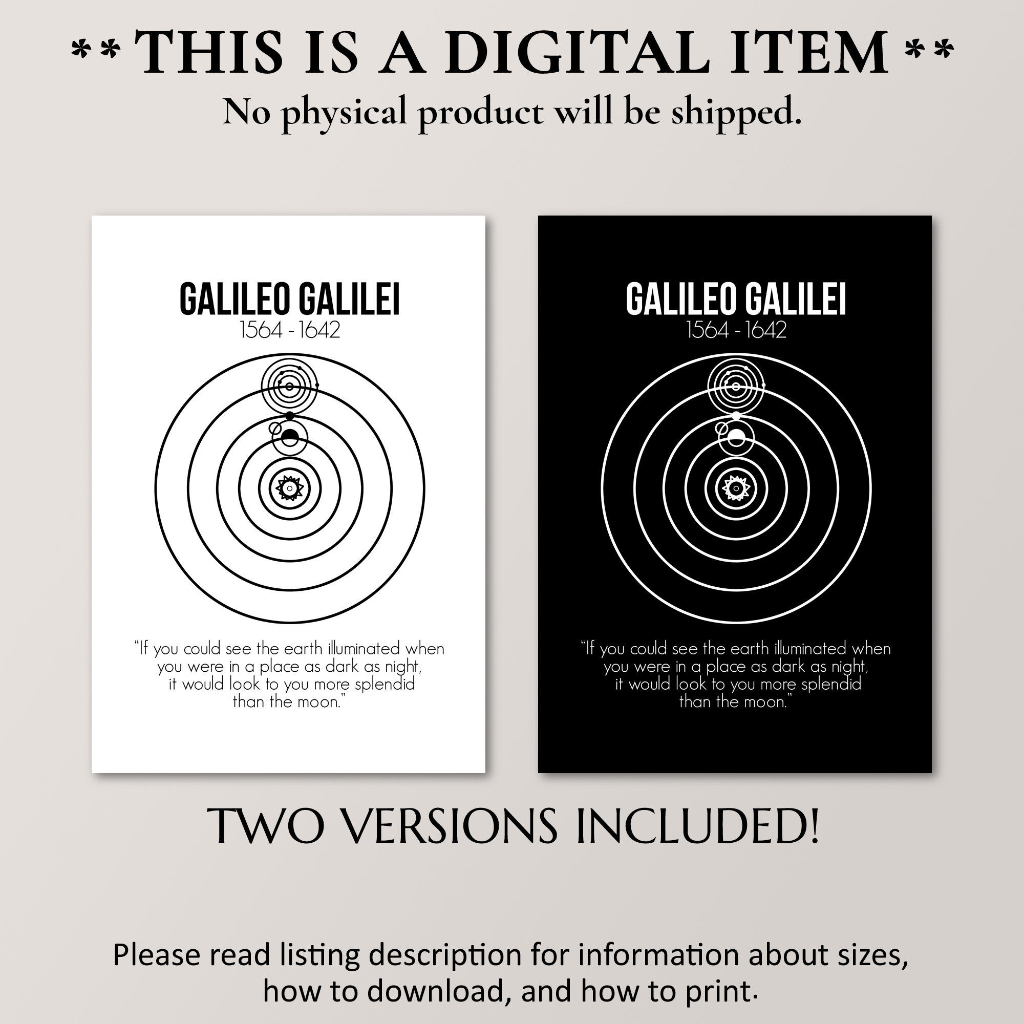 Galileo Poster, Famous Scientists, Astronomy Nerd Art, Gifts for ...