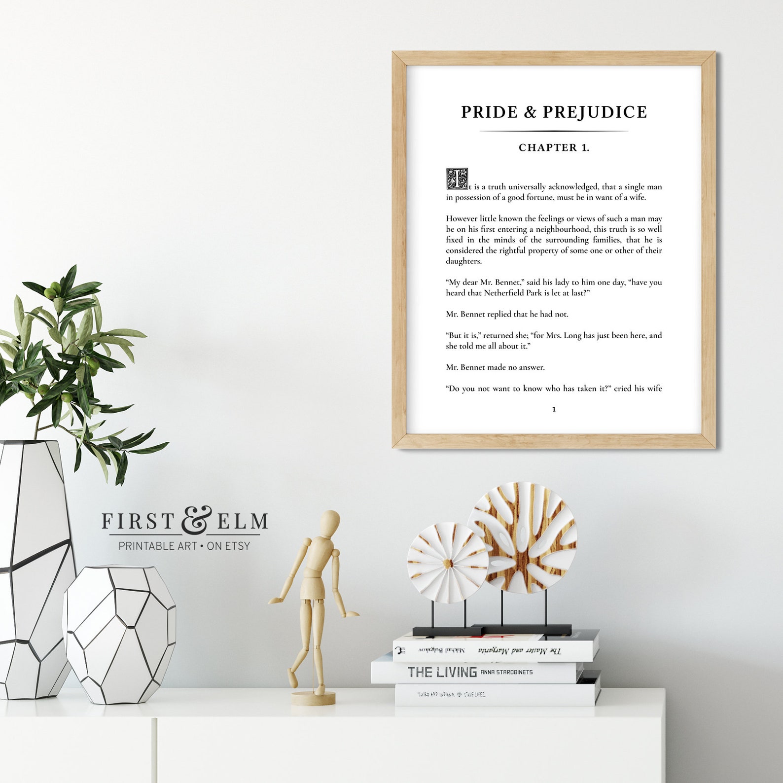 Pride and Prejudice First Pages of Books Famous Novels | Etsy