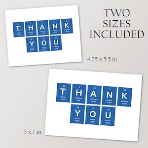 Printable Nerdy Thank You Card, Periodic Table of Elements, Science ...