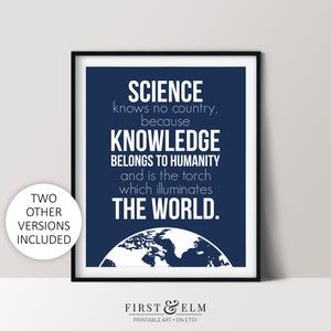 Science Knows No Country, Inspirational Quote, School Classroom Décor ...