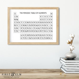 B&W Science Art, Periodic Table of Elements Print, Chemistry Teacher ...