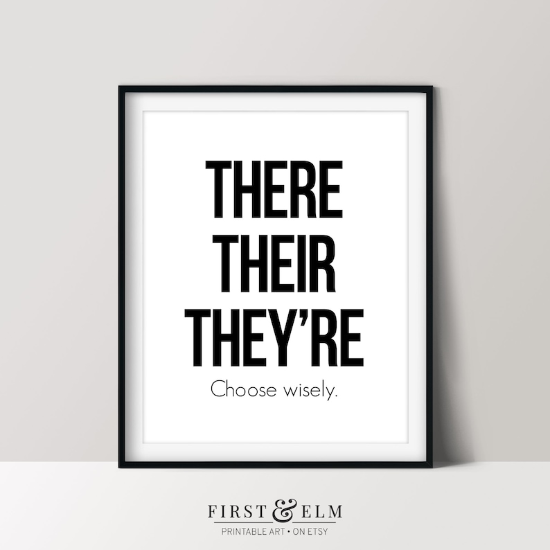 There Their Theyre Funny Classroom Art Grammar Geek Print - Etsy