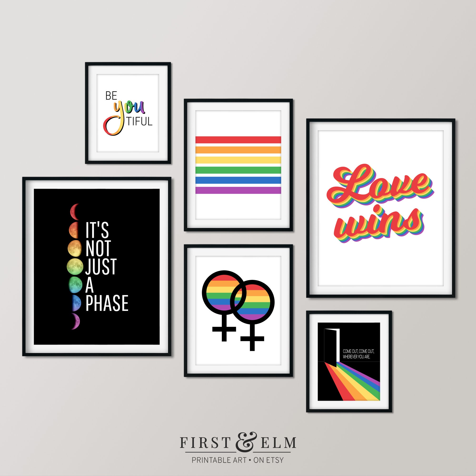 LGBT Pride Wall Art Set of 6 Prints Unique Gallery Wall - Etsy