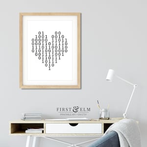 Binary Code Poster, Heart Shaped I Love You, Unique Nerd Gifts ...