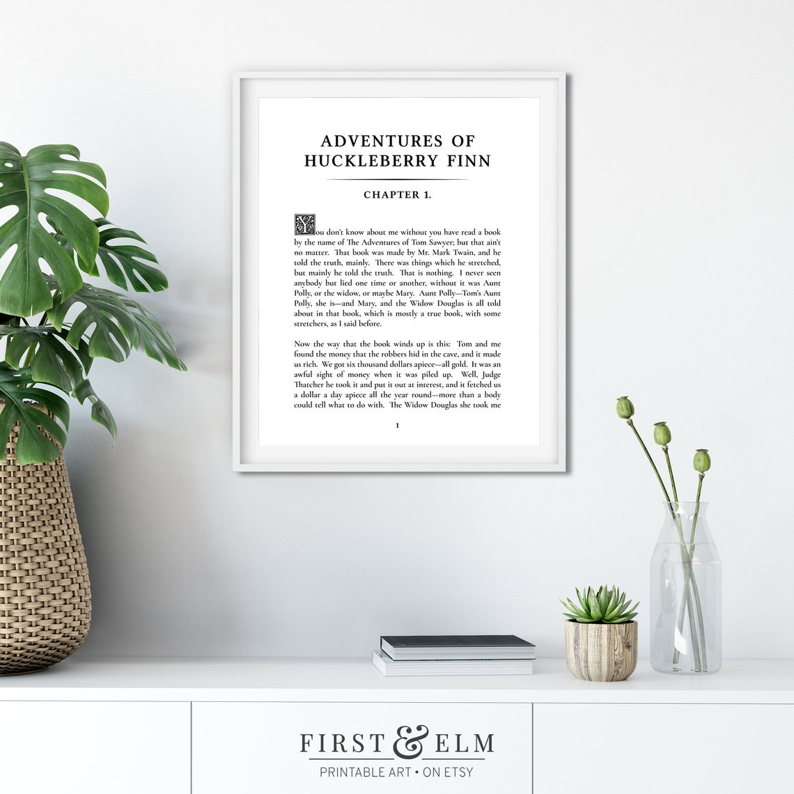 Huckleberry Finn First Page of Book Literary Home Décor | Etsy