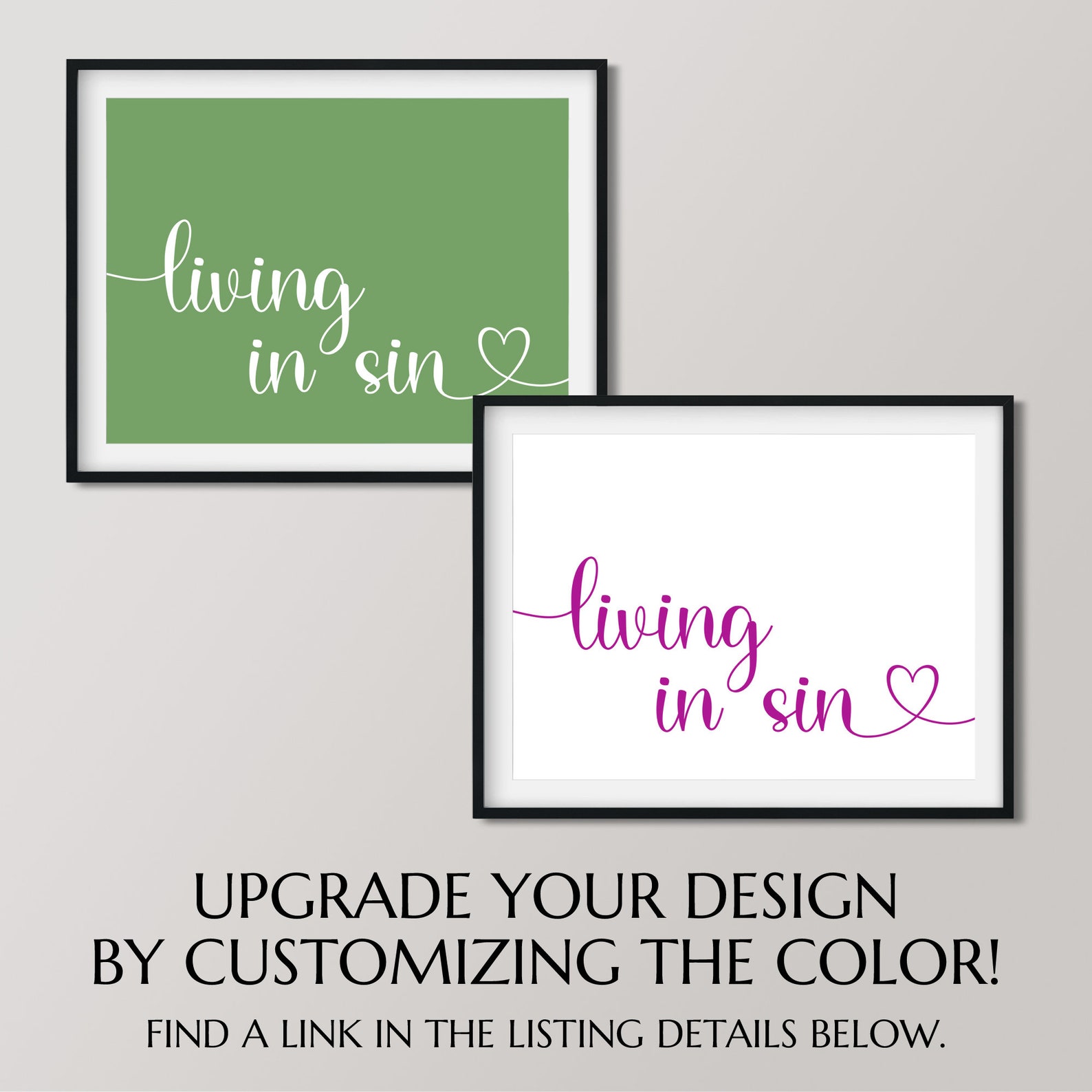 Living in Sin Print Funny Home Décor Living Together - Etsy