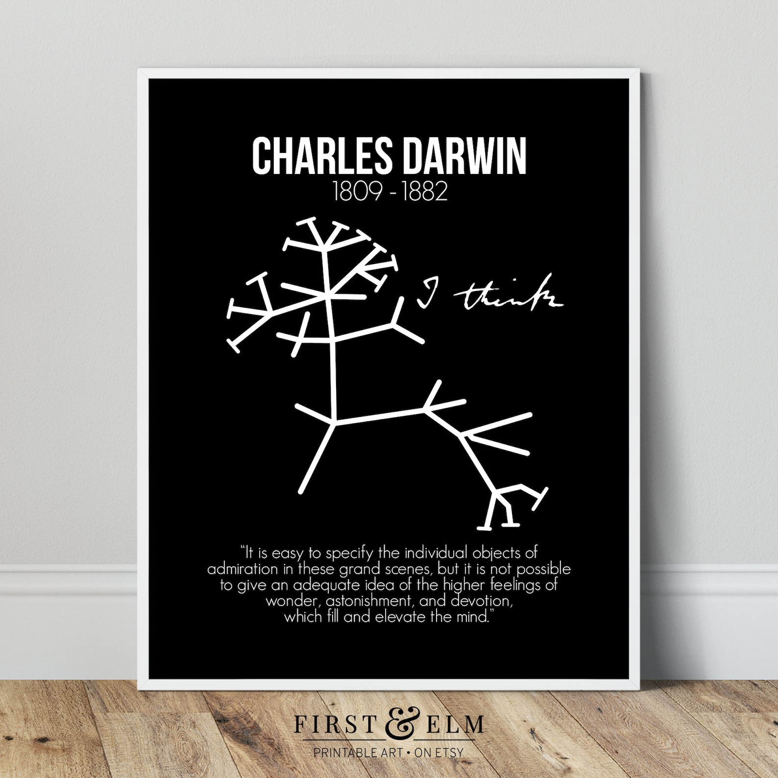 Charles Darwin Print, Tree of Life Drawing, Nerdy Home Décor, Instant ...