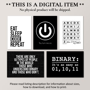 Set of 5 Computer Geek Posters, Nerdy Computer Science Office Décor ...