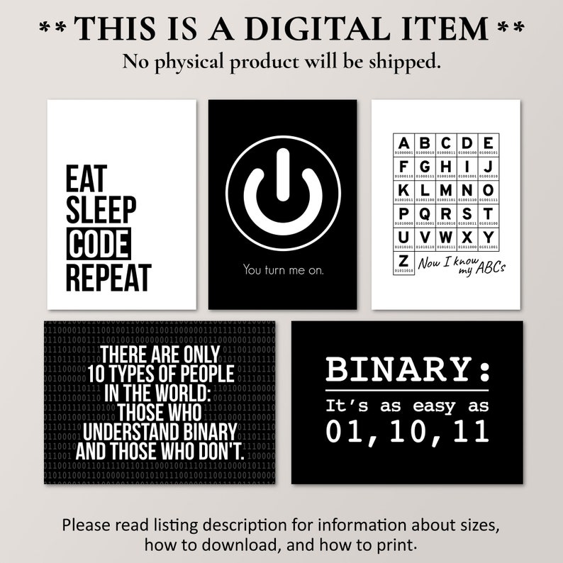 Set of 5 Computer Geek Posters Nerdy Computer Science Office | Etsy