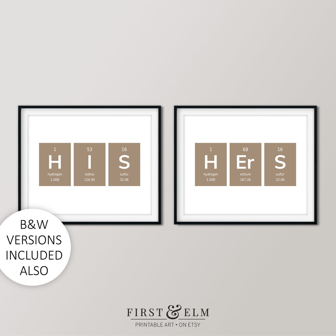 Nerdy His and Hers Signs, Periodic Table of Elements, Science Geek ...