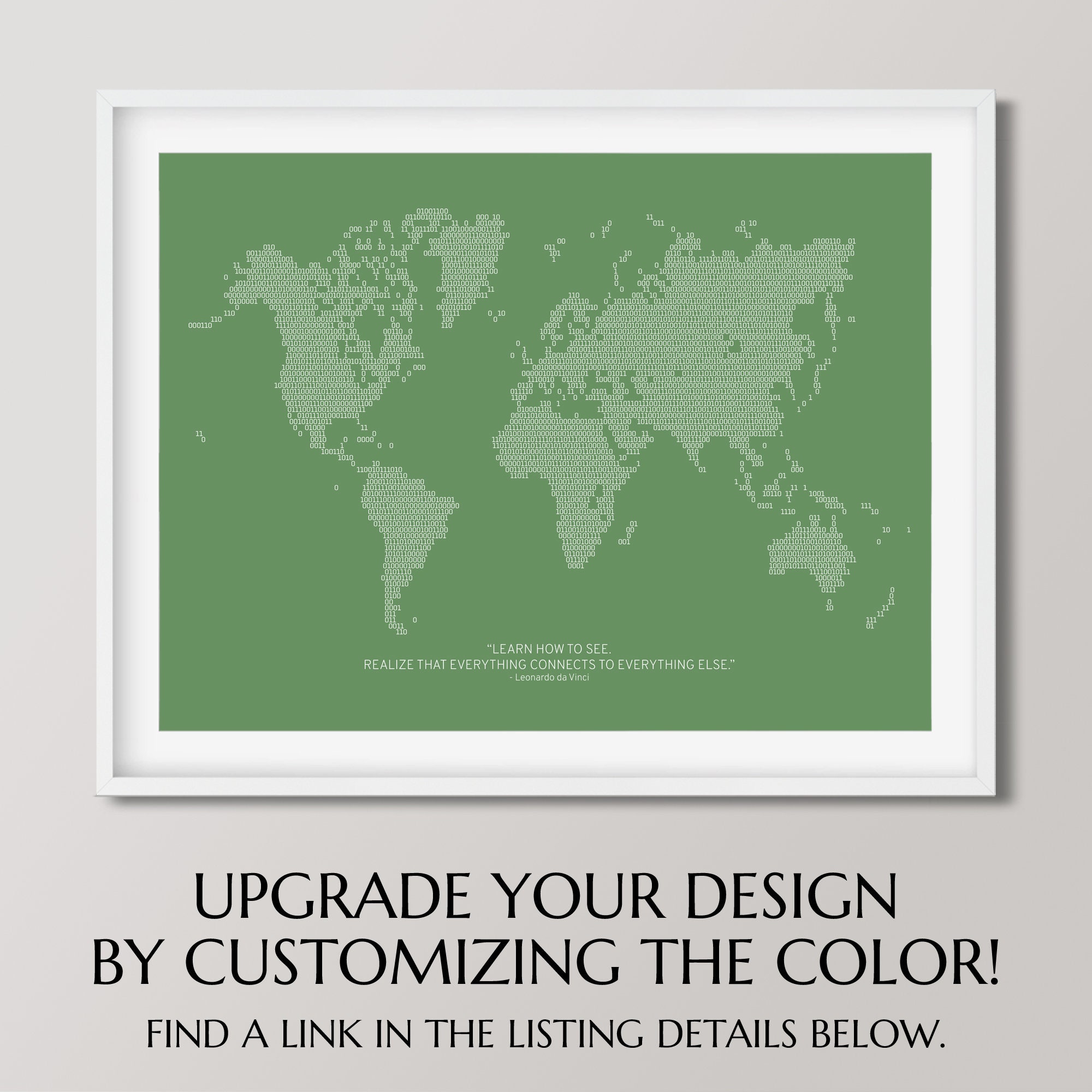 Binary Code World Map Poster, Unique Programmer Office Décor, Instant ...