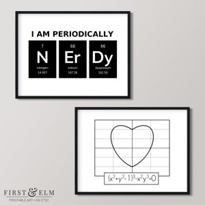 Math and Science Art, Set of 7 Nerdy Prints, Home Décor for Nerds ...
