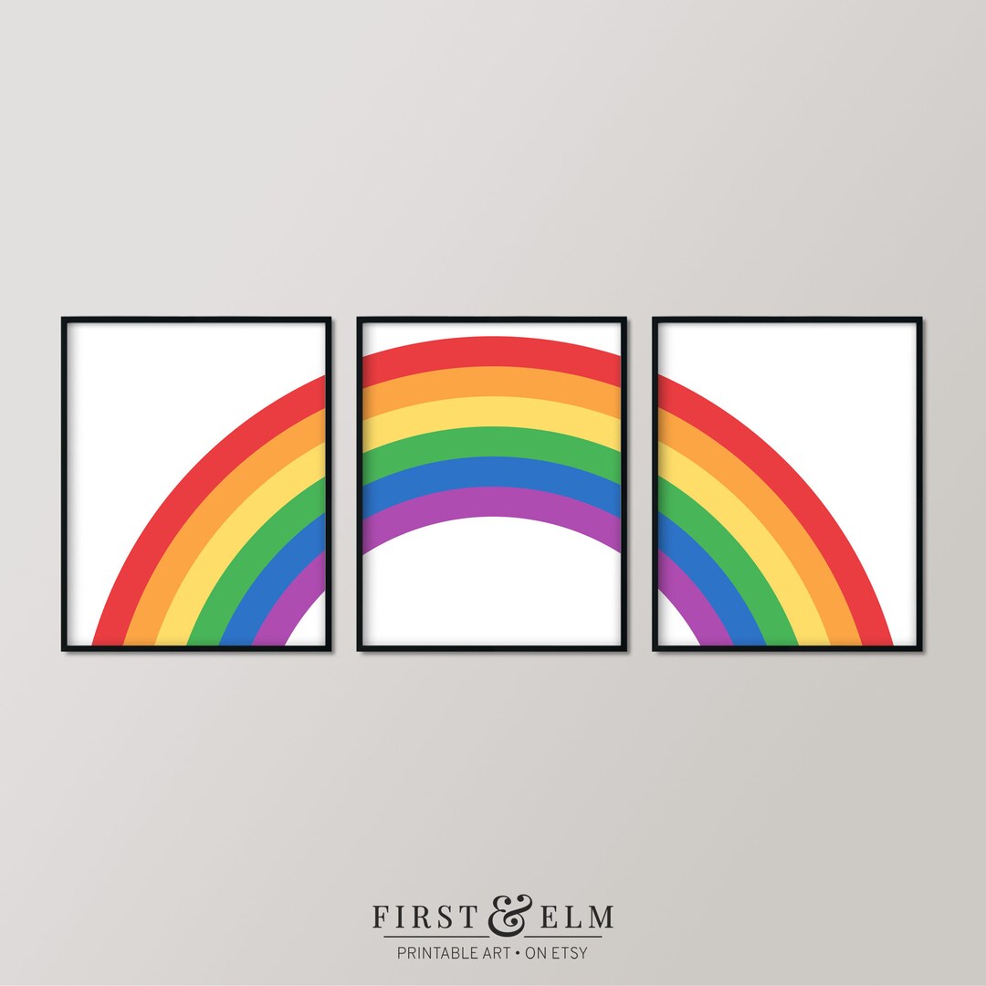 Rainbow Set of 3 Prints, LGBT Pride Colors, Living Room Décor, Instant ...