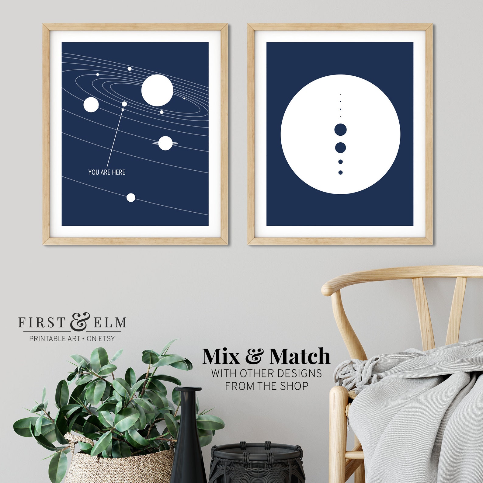 Solar System Poster Planets to Scale Art Outer Space Décor | Etsy