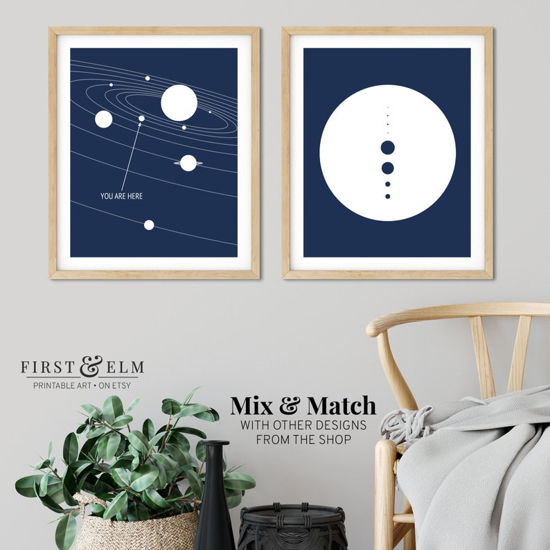 Solar System Poster Planets to Scale Art Outer Space Décor - Etsy
