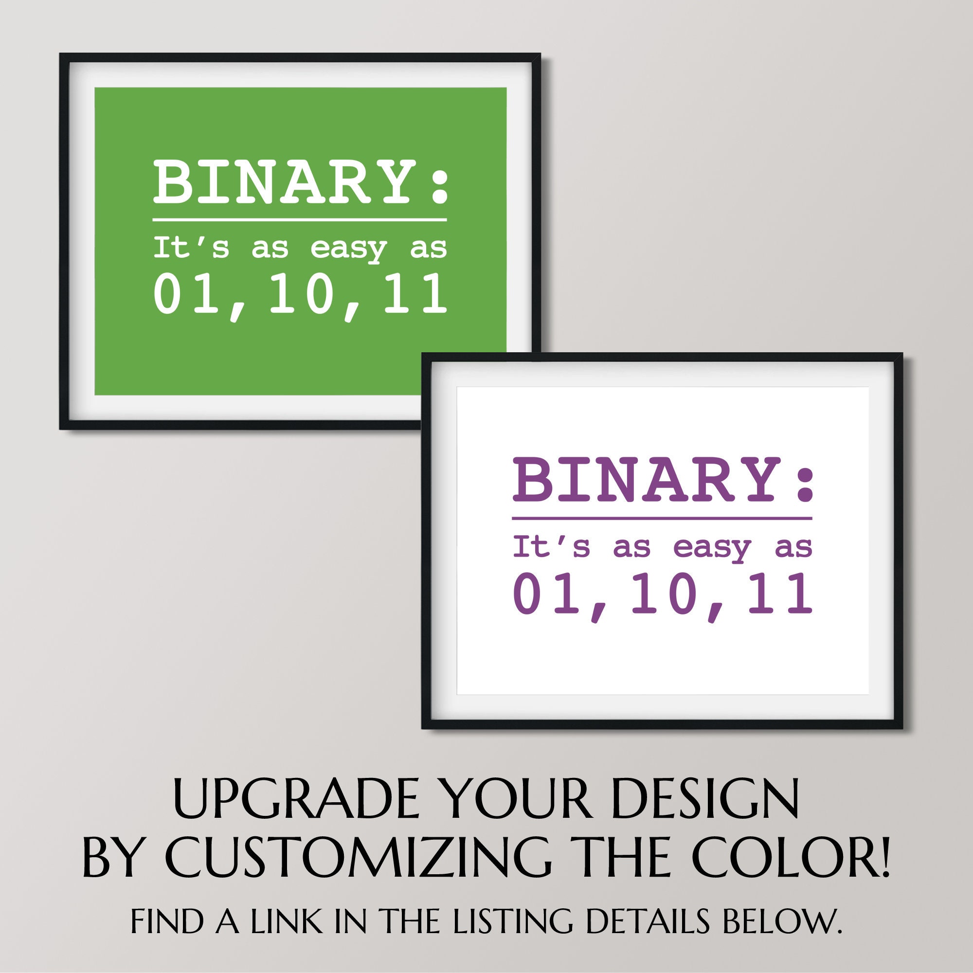 Binary: Its as Easy as 01 10 11 Binary Code Print | Etsy
