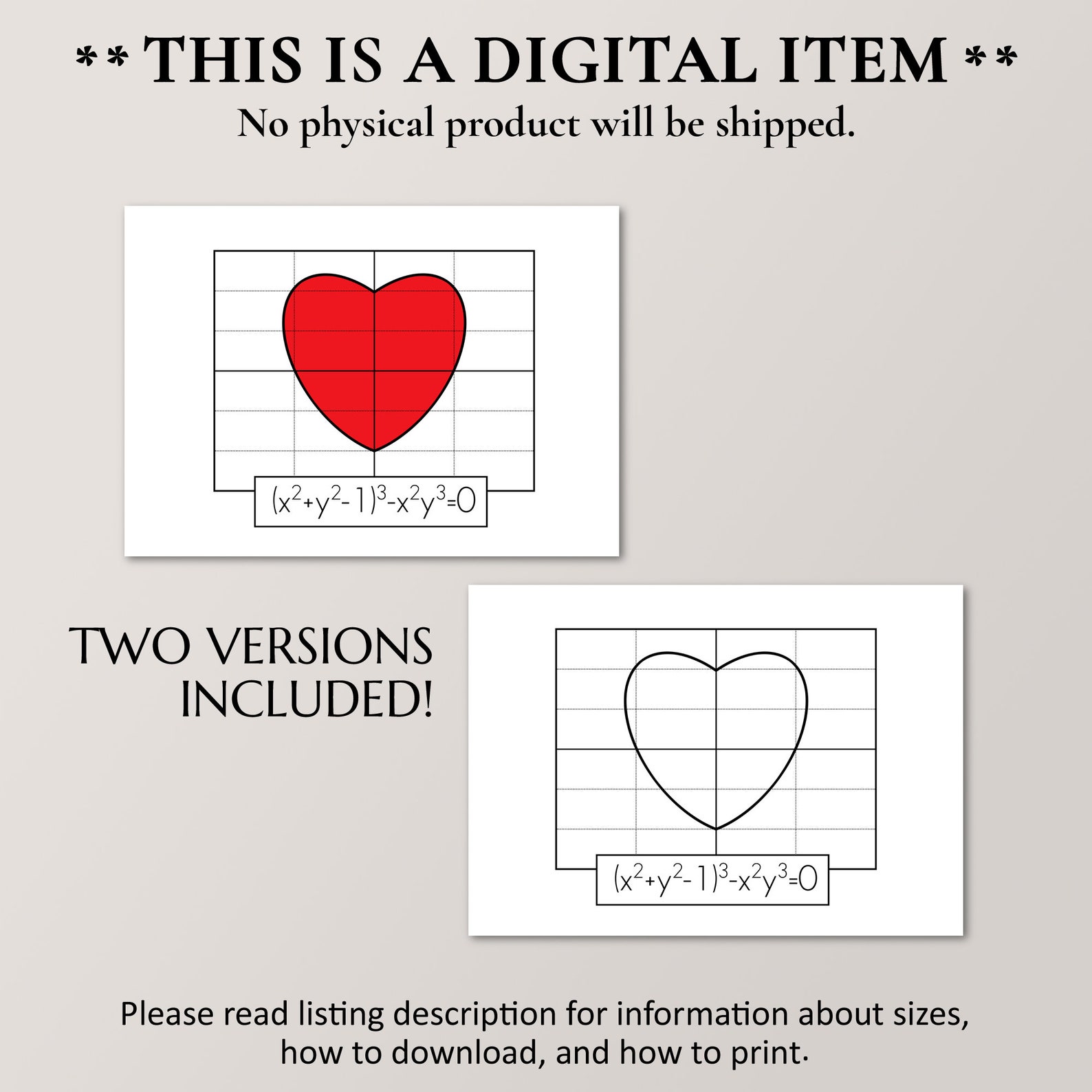 Heart Graph Equation, Math Lover Poster, Nerd Love Gifts, Instant ...