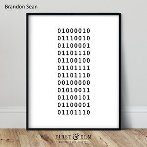 Binary Code Poster Customized With Name, Computer Geek Gifts ...