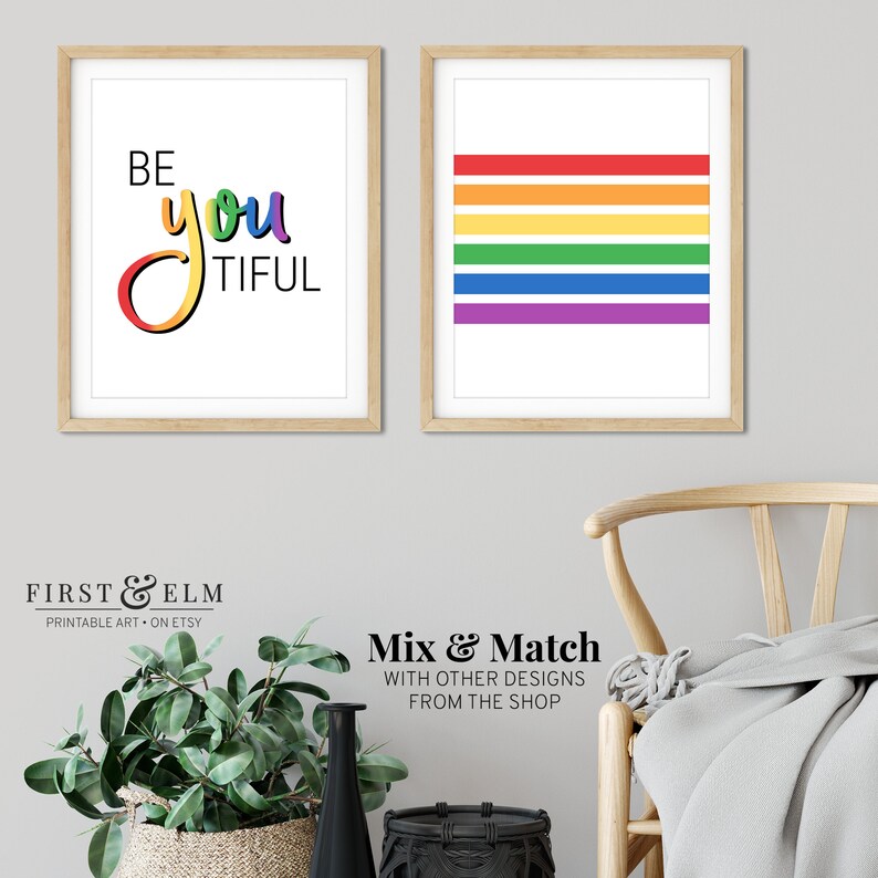 Be You Tiful Poster Pride Rainbow Art Printable Download | Etsy