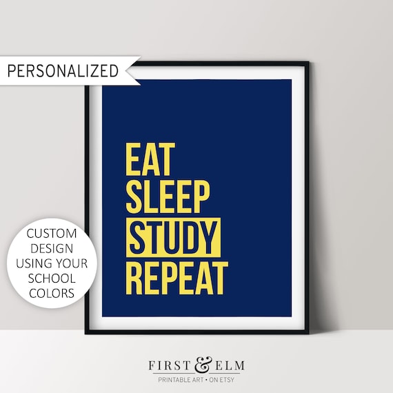 Eat Sleep Study Repeat Poster Customized Print School - Etsy