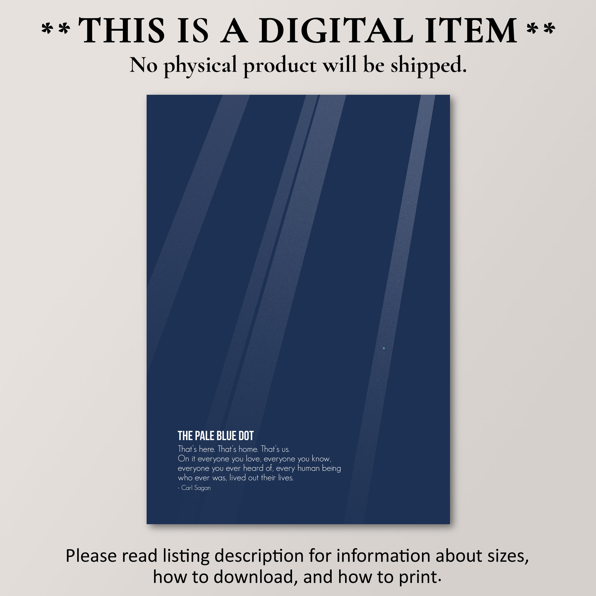 The Pale Blue Dot Inspirational Carl Sagan Quote Print | Etsy