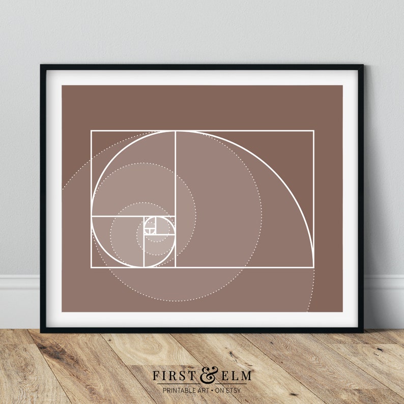 Fibonacci Spiral Art, Minimalist Design, Math Nerd Gifts, Printable ...