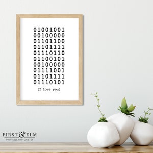 Binary Code I Love You Print, Computer Science Art, Nerdy Gifts ...