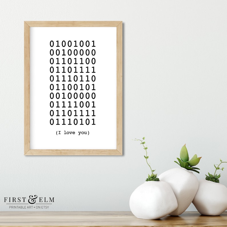 Binary Code I Love You Print Computer Science Art Nerdy - Etsy
