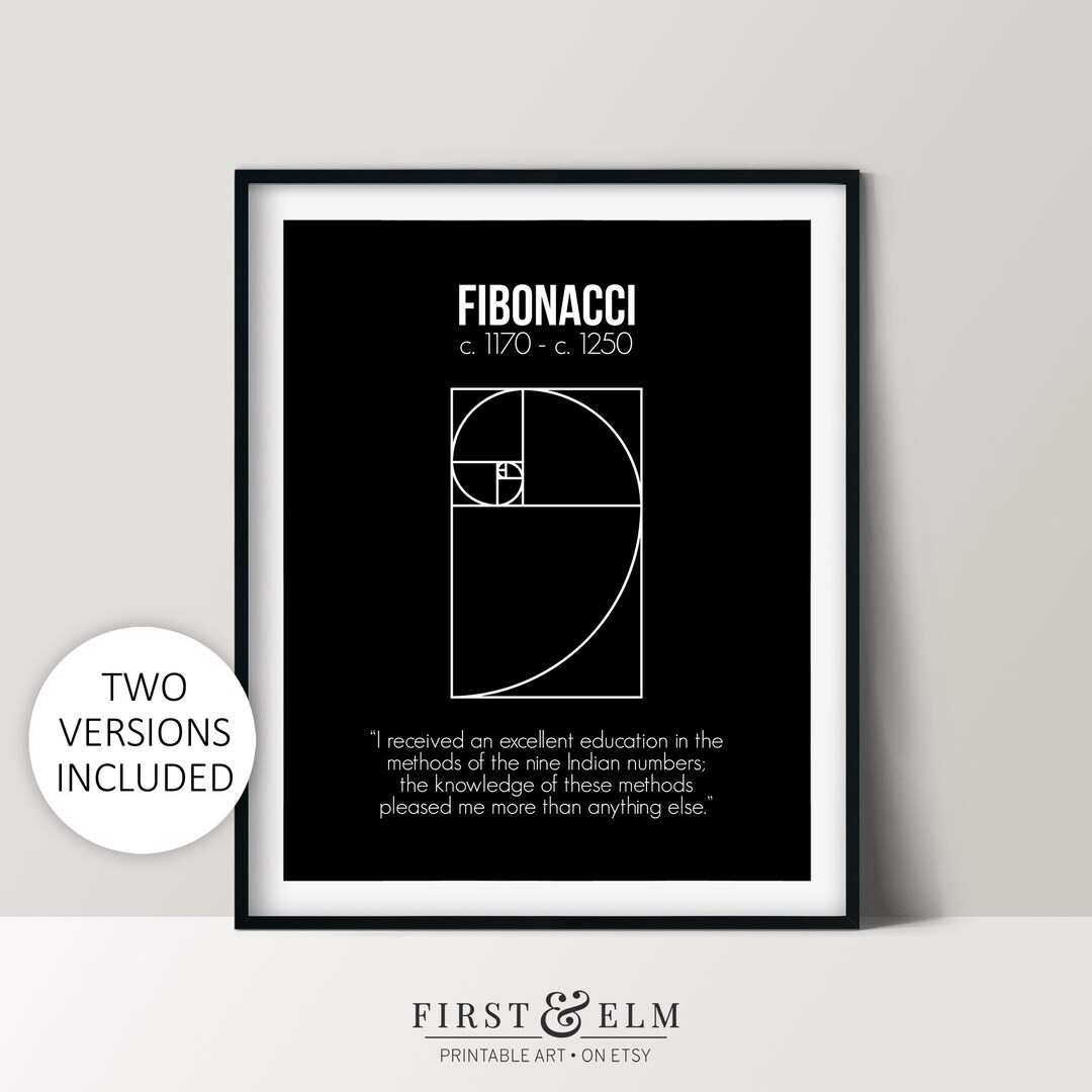 Fibonacci Spiral Print, Famous Mathematician, Home Décor for Nerds ...