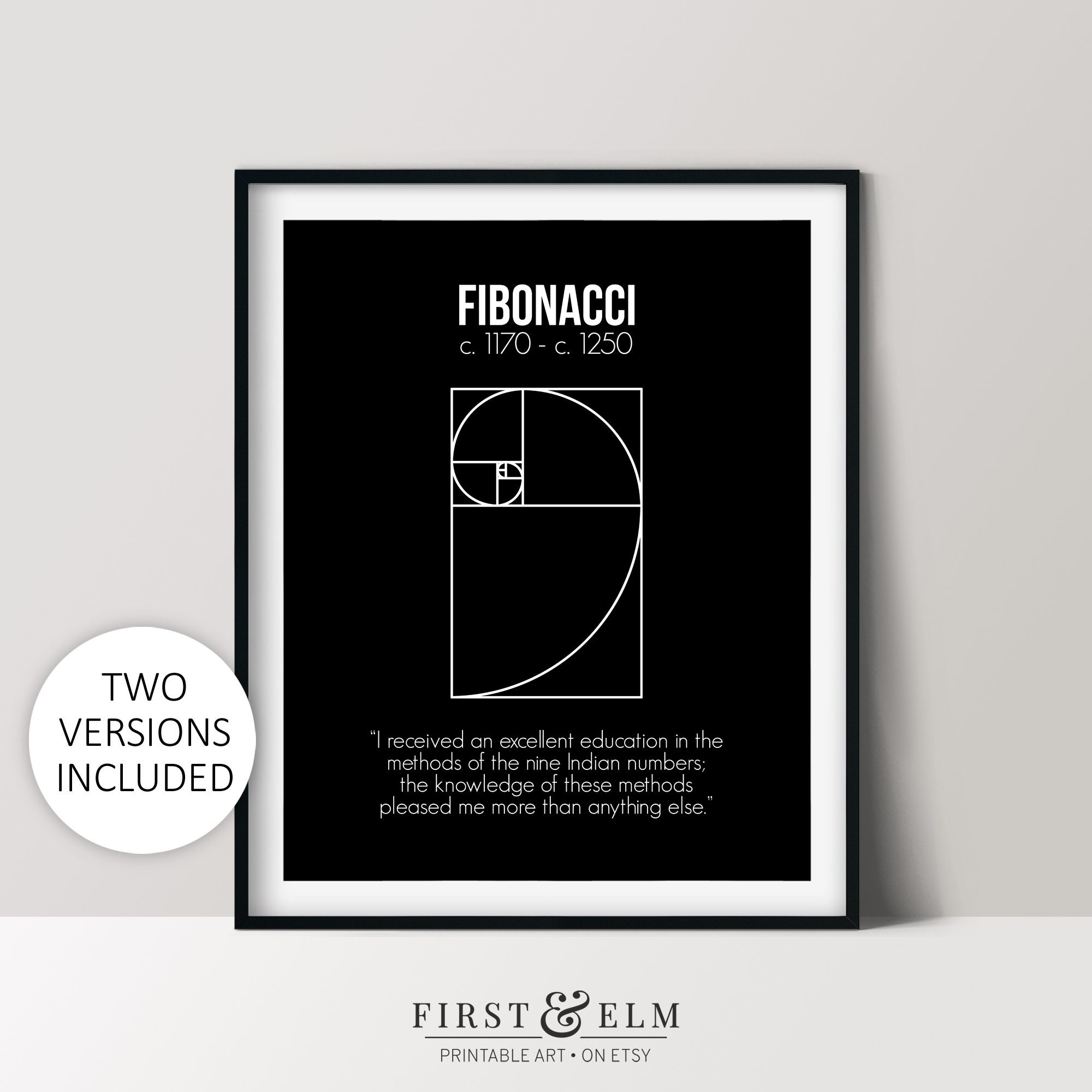 Fibonacci Spiral Print Famous Mathematician Home Décor for - Etsy