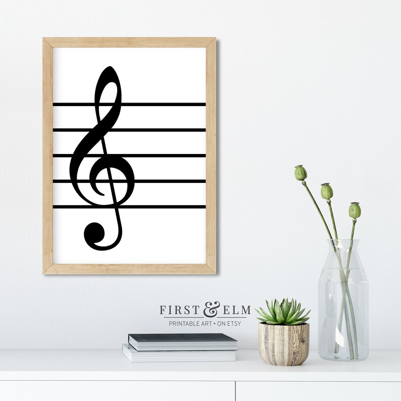 Unique Music Lover Wall Art, Treble Clef and Staff Lines, Music ...
