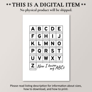Binary Code Alphabet, Unique ABC Poster, Computer Lab Décor, Printable ...