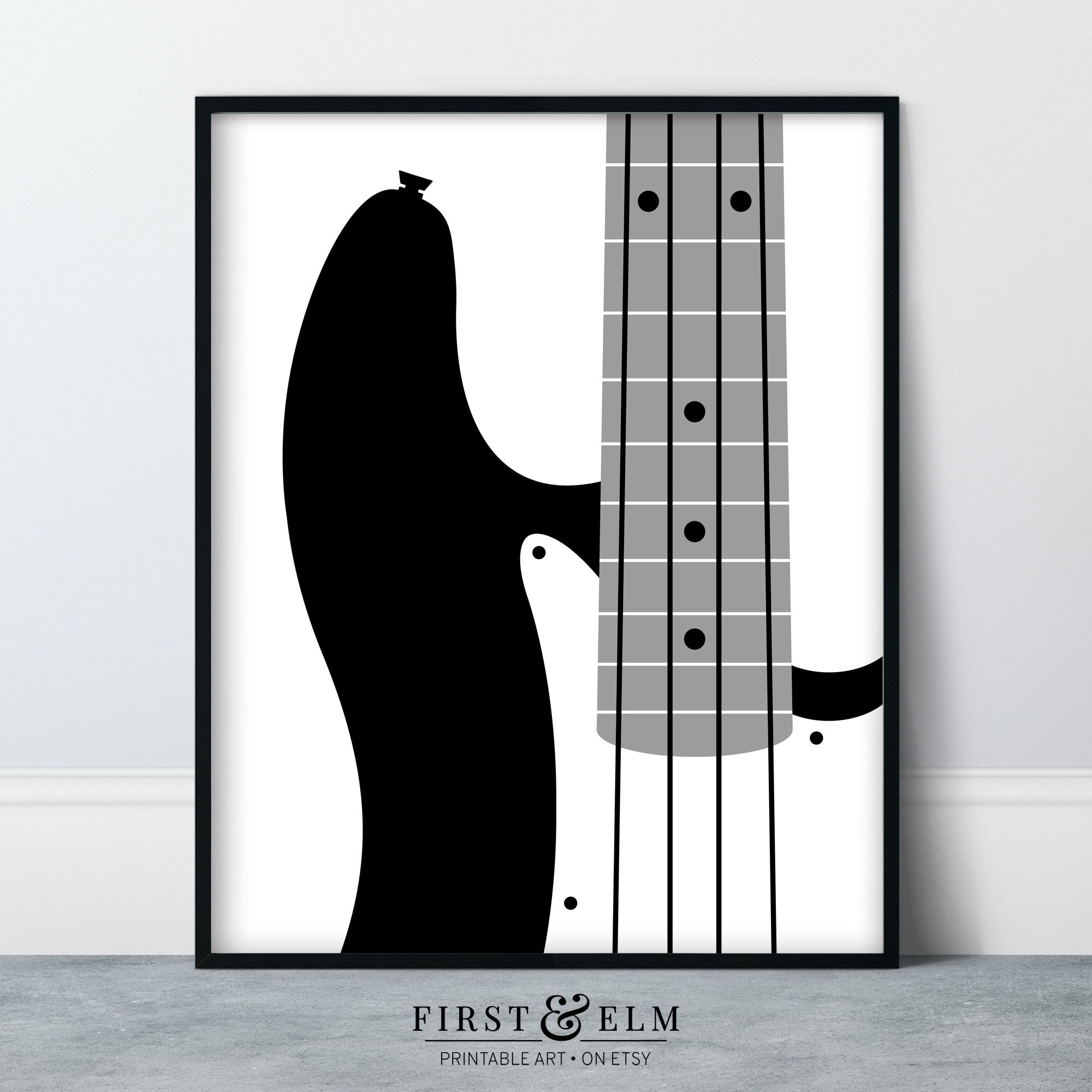 Bass Guitar Poster Minimalist Design Music Lover Gifts | Etsy
