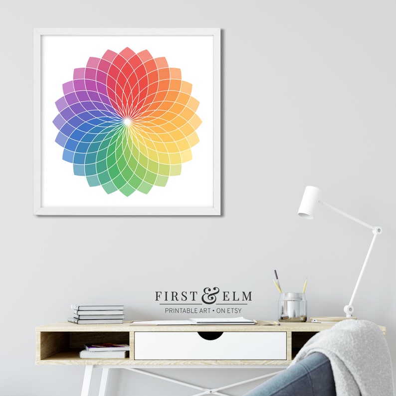 Color Wheel Poster, Geometric Art Print, Colorful Wall Art, Instant ...