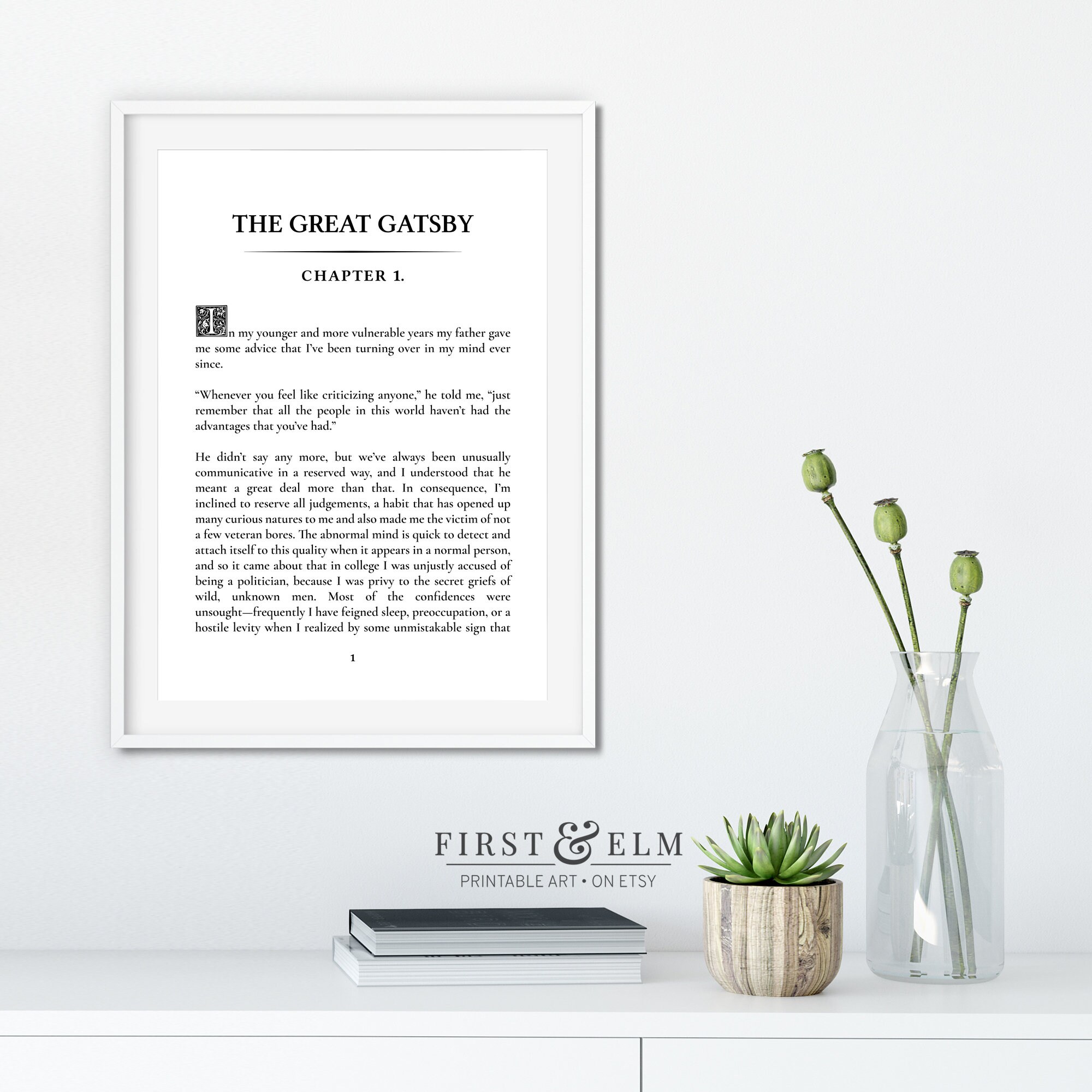 The Great Gatsby Print First Page of Book English Teacher | Etsy