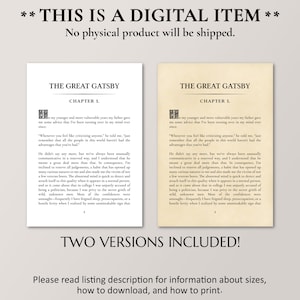 The Great Gatsby Print, First Page of Book, English Teacher Gift ...