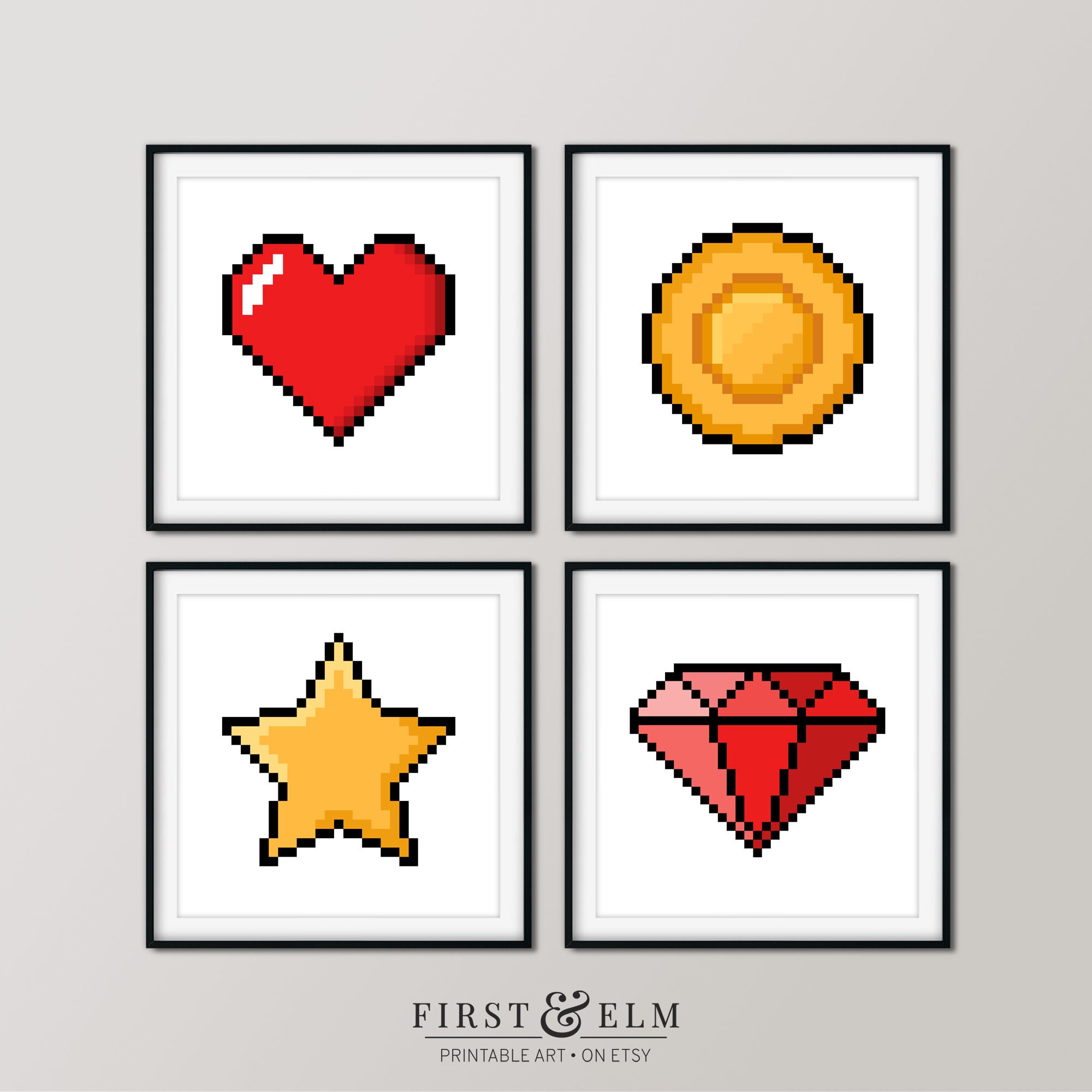Retro Video Game Icons Set of 4 Prints Gaming Gift Ideas - Etsy