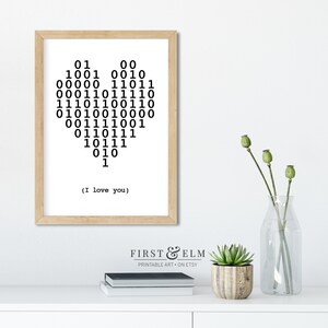 Binary Code Poster, Heart Shaped I Love You, Unique Nerd Gifts ...