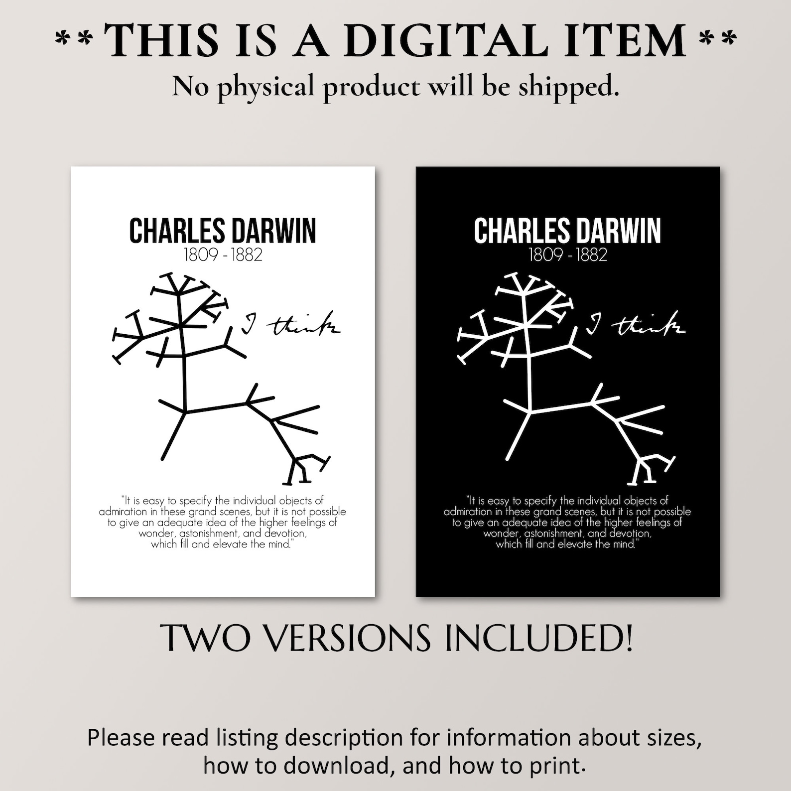 Charles Darwin Print Tree of Life Drawing Nerdy Home Décor - Etsy