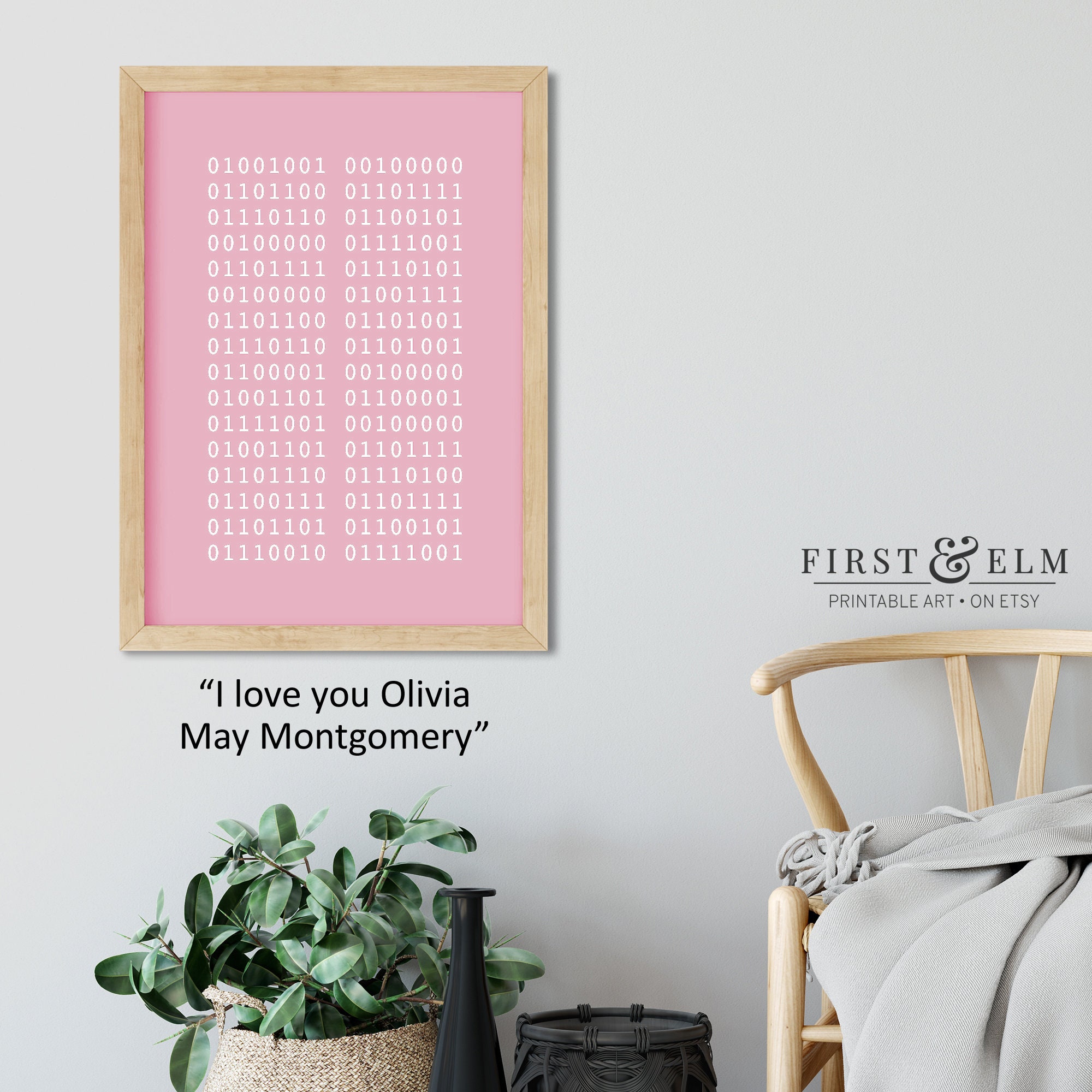 Binary Code I Love You Personalized Print With Name Computer | Etsy