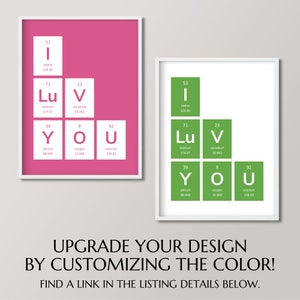 I Love You Poster, Periodic Table of Elements, Science Nerd Gifts ...