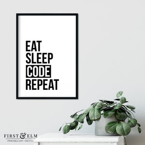 Eat Sleep Code Repeat Poster, Computer Lab Décor, Programmer Print ...