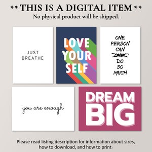 Inspirational Gallery Wall, Set of 5 Prints, Motivational Décor ...