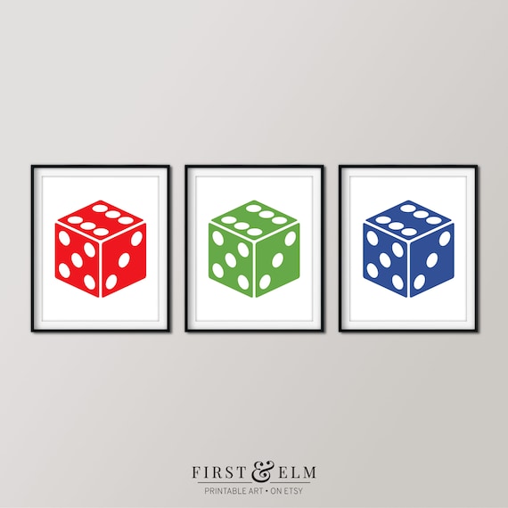 Dice Posters Set of 3 Prints Game Room Wall Art Board Game | Etsy