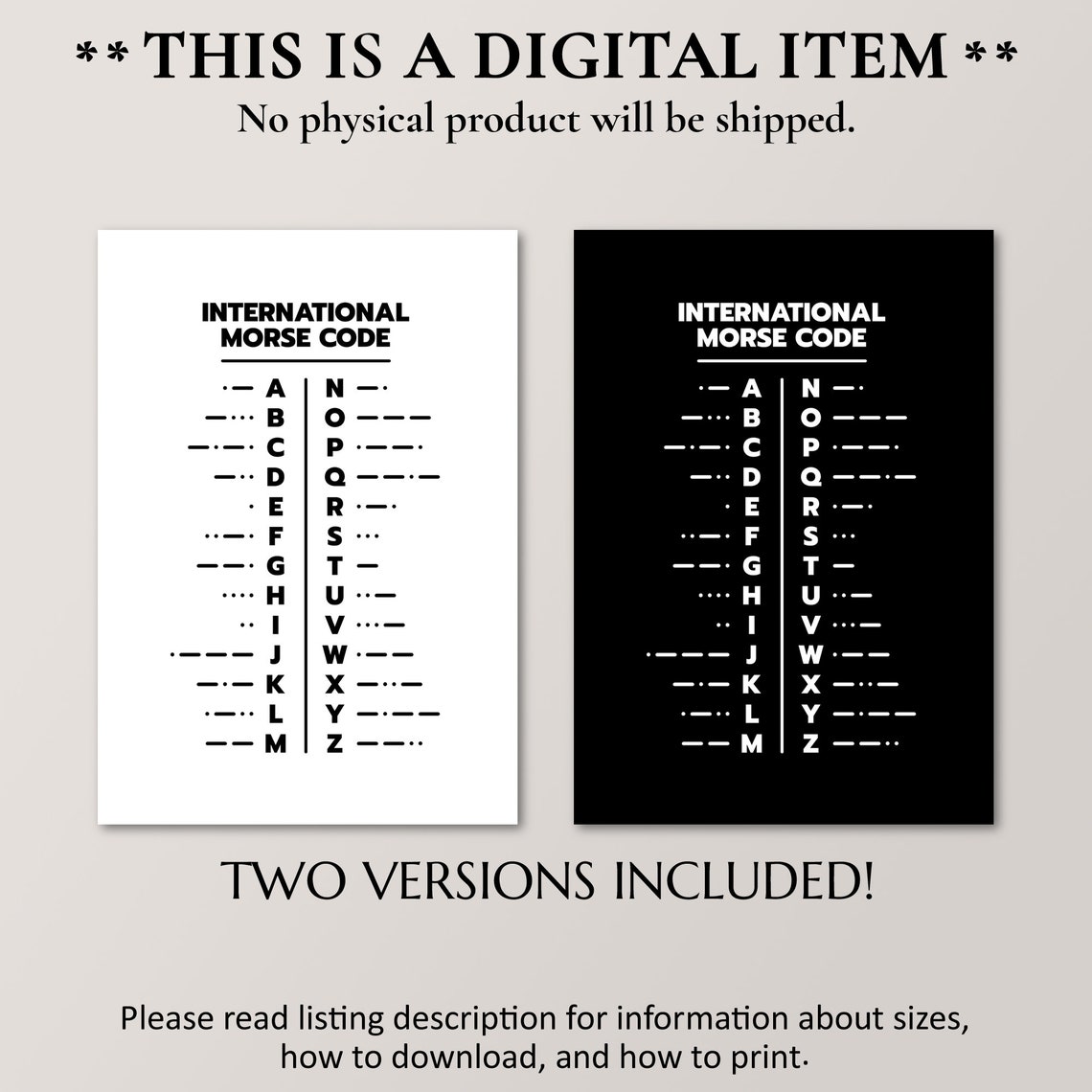 Morse Code Chart ABC Poster Print Minimalist Design Instant | Etsy