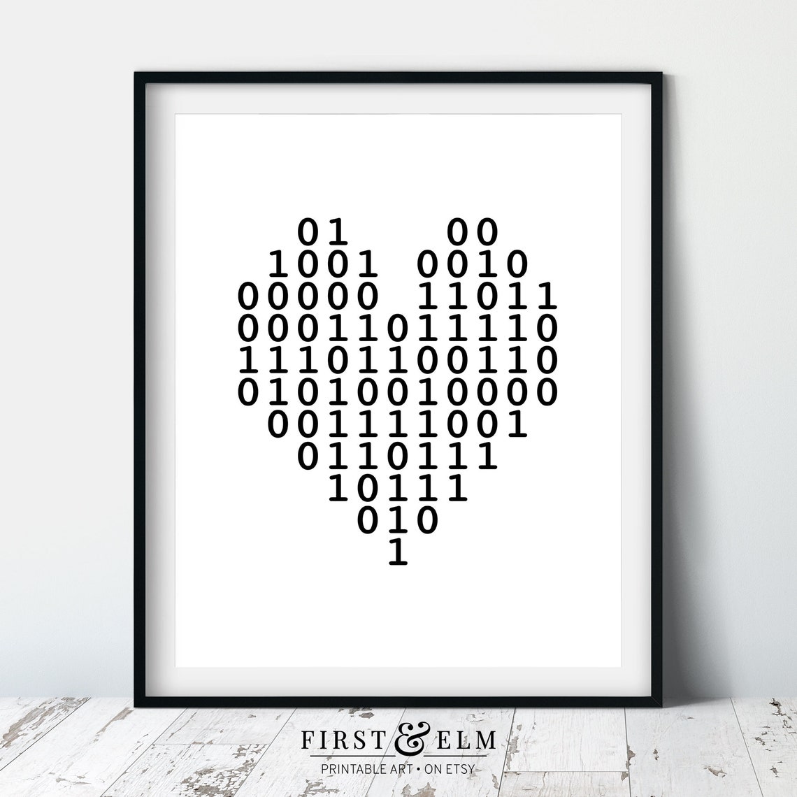 Binary Code Poster Heart Shaped I Love You Unique Nerd | Etsy