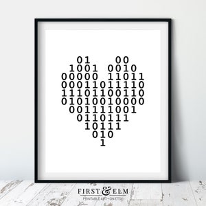 Binary Code Poster, Heart Shaped I Love You, Unique Nerd Gifts ...
