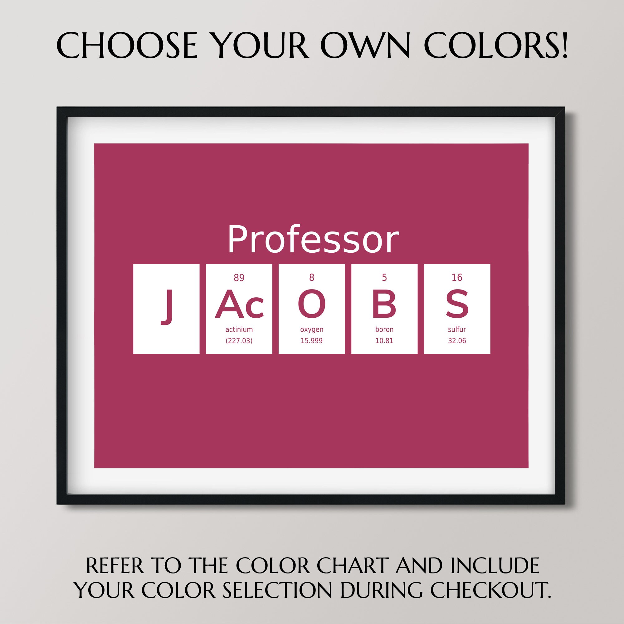 Unique Teacher Gift Customized Name Sign Periodic Table of - Etsy